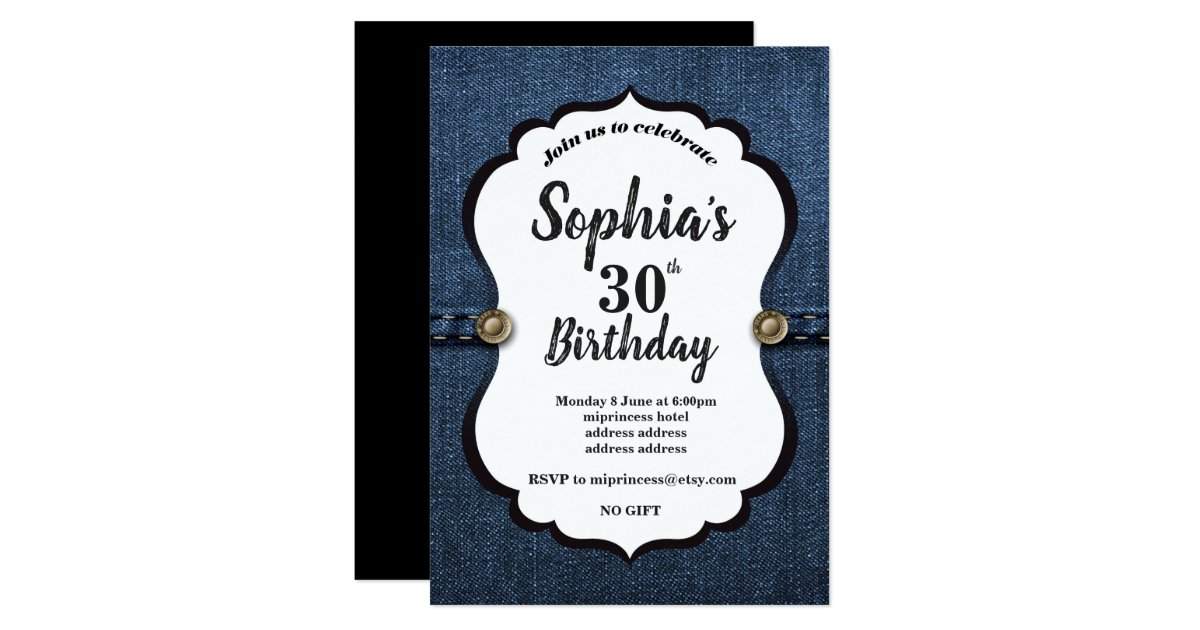 Denim Invitation , birthday party | Zazzle.com