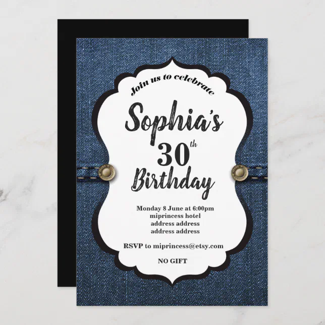 Denim Invitation , birthday party | Zazzle