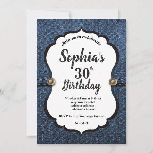 Denim Invitation , birthday party | Zazzle