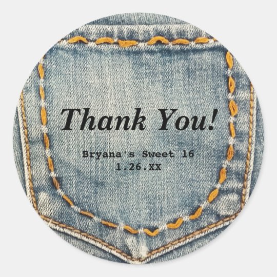 Denim Jean Stitched Pocket Custom Favor Stickers | Zazzle.com