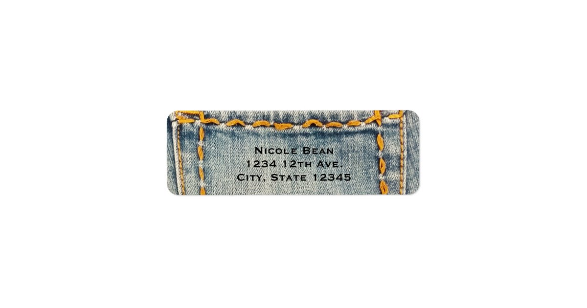 Denim Jean Stitched Pocket Custom Invitation Label | Zazzle