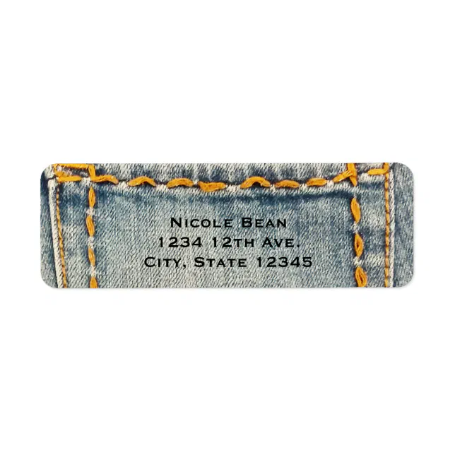 Denim Jean Stitched Pocket Custom Invitation Label | Zazzle