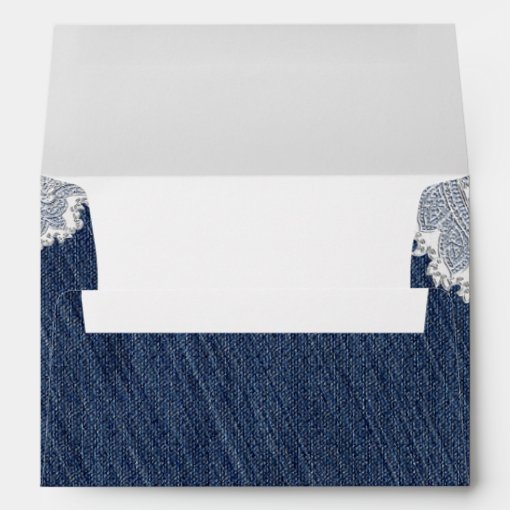 Denim Jean & White Lace Elegant Wedding Invitation Envelope | Zazzle