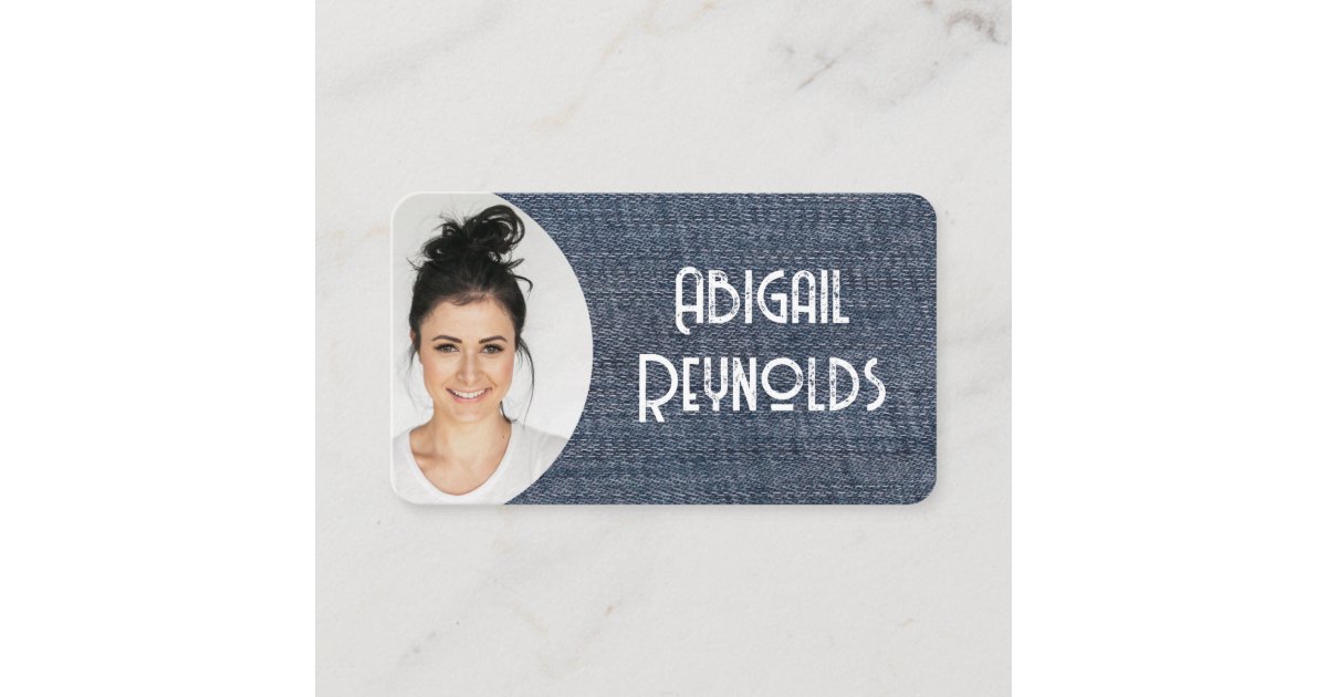 Denim Photo Frame Business Card | Zazzle