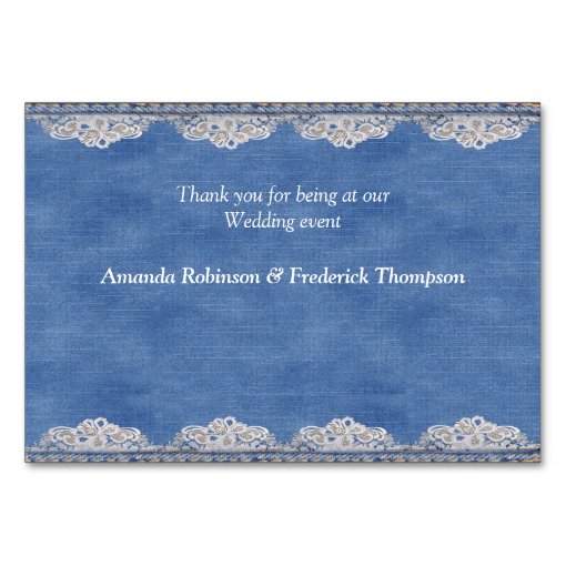 Denim Textured Lace and Pearls Table Number | Zazzle