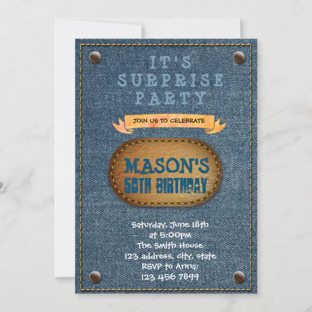 Denim theme party invitation | Zazzle