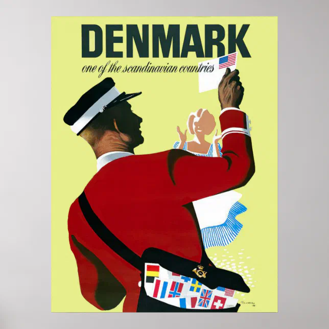 Denmark, a postman with a letter from the USA Poster | Zazzle