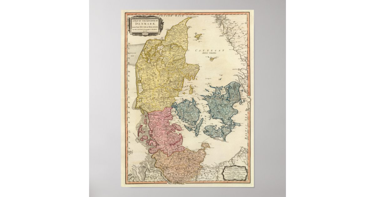 Denmark Atlas Map Poster | Zazzle