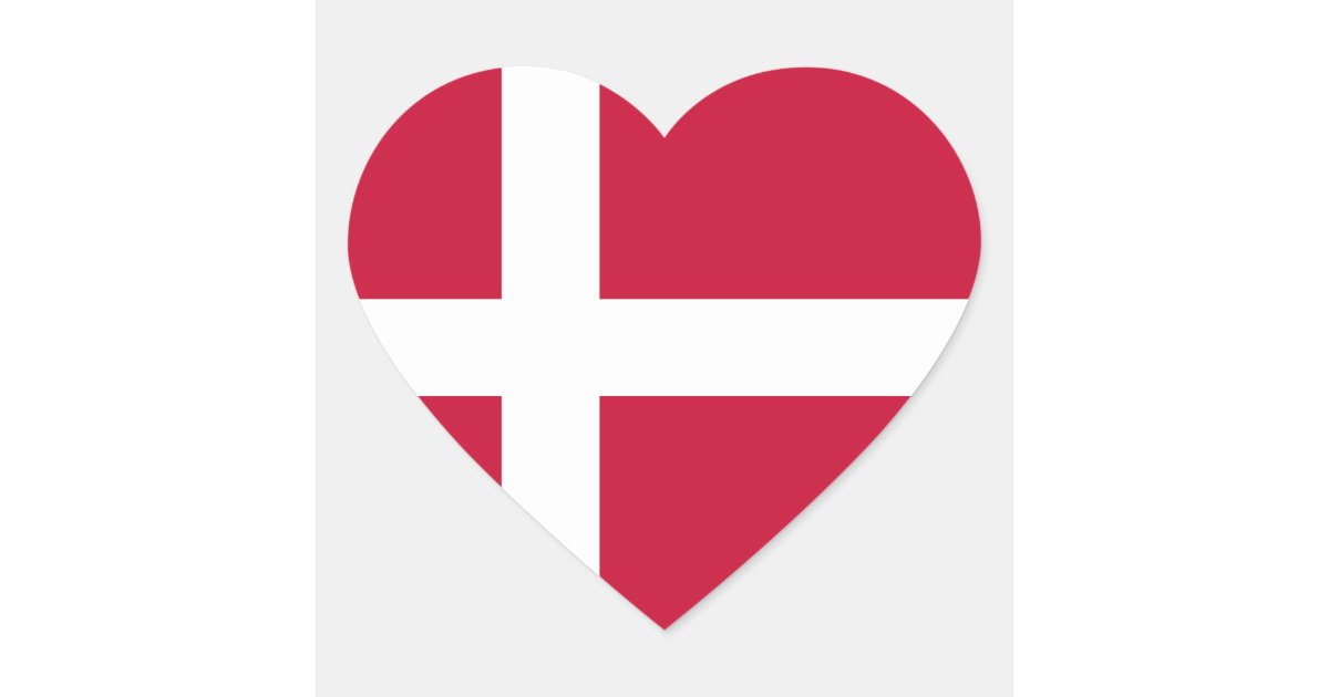 Denmark (Danish) Flag Heart Sticker | Zazzle