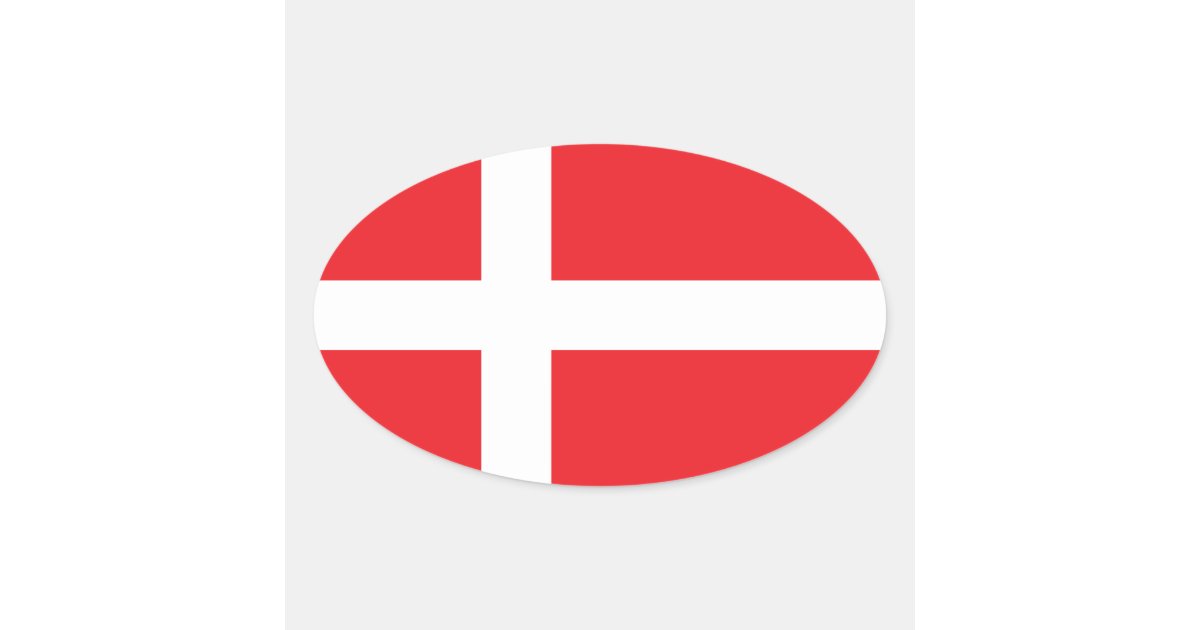 DENMARK FLAG DANNEBROG OVAL STICKER | Zazzle