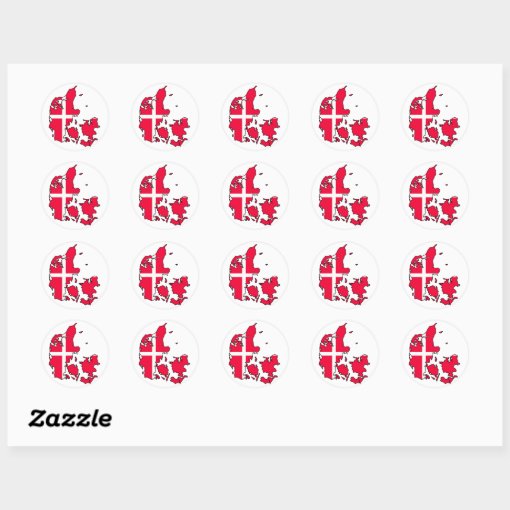 denmark flag map classic round sticker | Zazzle