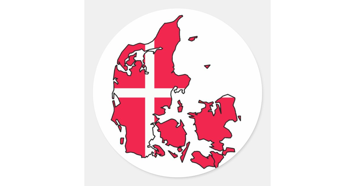 denmark flag map classic round sticker | Zazzle