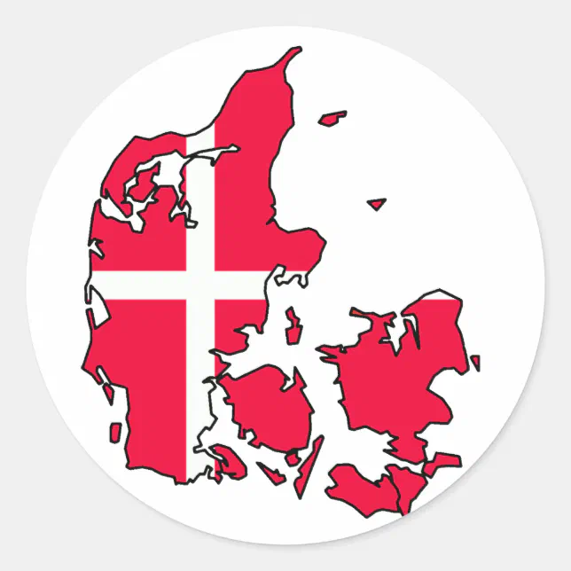 denmark flag map classic round sticker | Zazzle