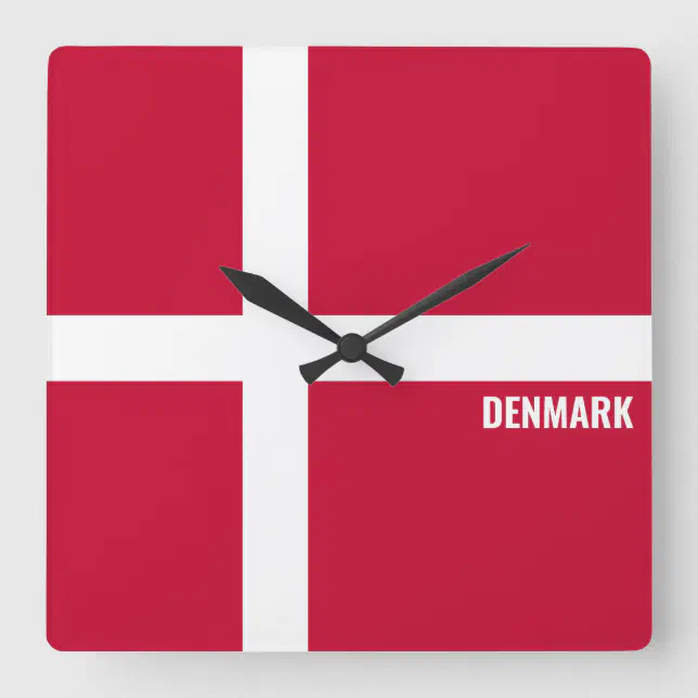 Denmark National Flag Patriotic Square Wall Clock | Zazzle