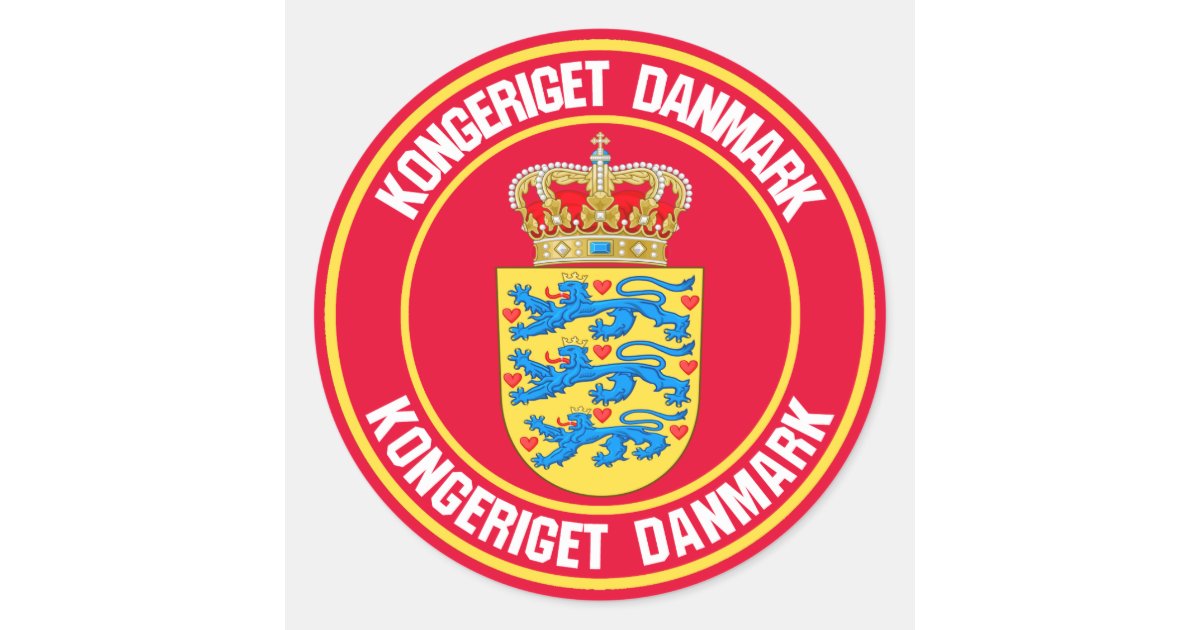 Denmark Round Emblem Classic Round Sticker | Zazzle