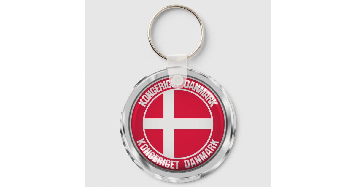 Denmark Round Emblem Keychain | Zazzle