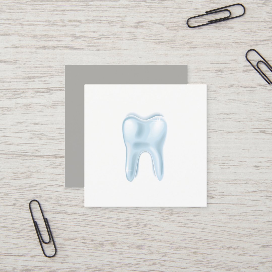 Dental 3D Tooth Minimalist Dentist Square Business Card | Zazzle