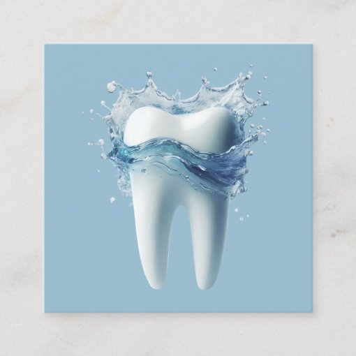 Dental 3D Tooth & Water Elegant Dentist Square Business Card | Zazzle