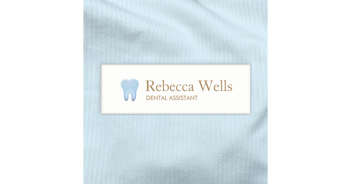 Dental Assistant Dentist Tooth Logo Name Tag | Zazzle