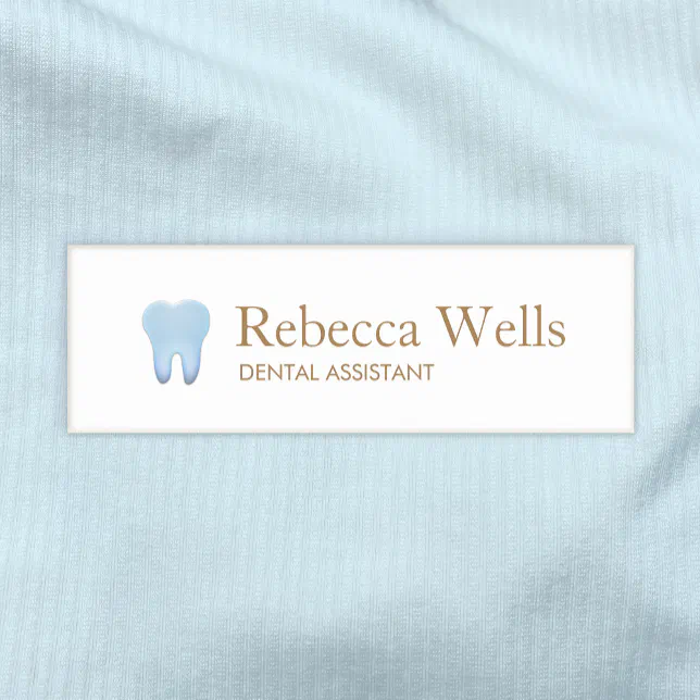 Dental Assistant Dentist Tooth Logo Name Tag | Zazzle