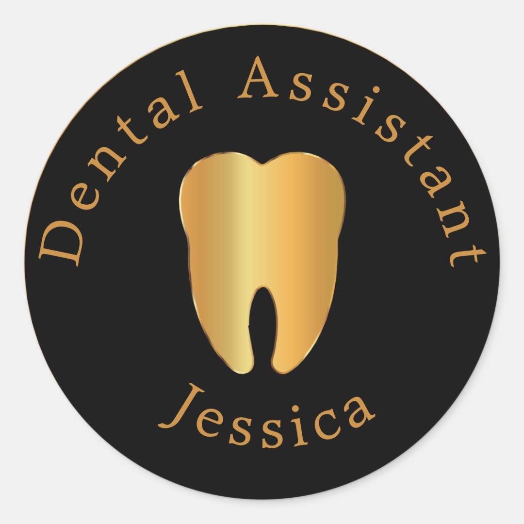 Dental Assistant with Name Classic Round Sticker | Zazzle