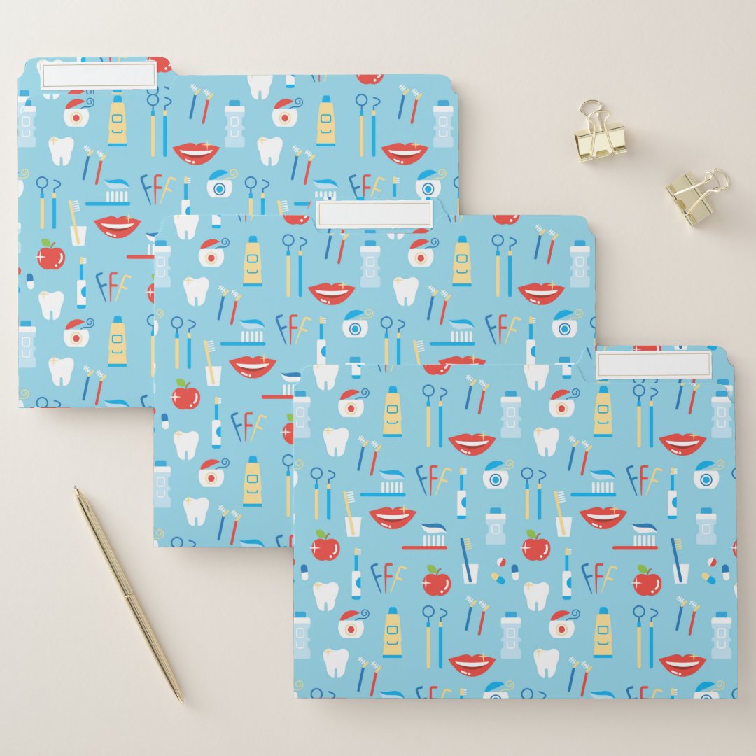 Dental Blue Pattern File Folder | Zazzle
