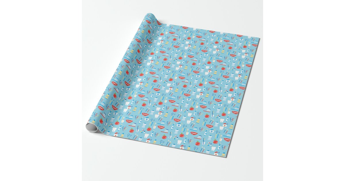 Dental Blue Pattern Wrapping Paper | Zazzle