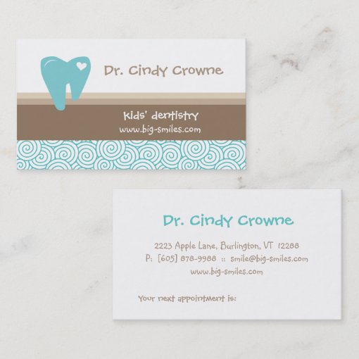 Dental Business Card Cute Heart Tooth Circles BB | Zazzle