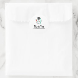 Dental Care Happy Tooth Graduation Cap Thank You Classic Round Sticker ...