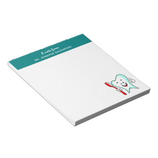 Dental Care Happy Tooth with Toothbrush Notepad | Zazzle