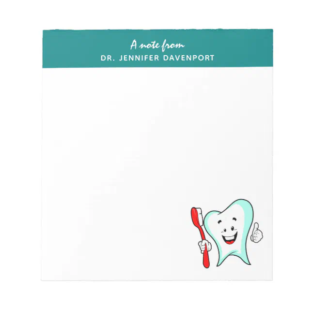 Dental Care Happy Tooth with Toothbrush Notepad | Zazzle