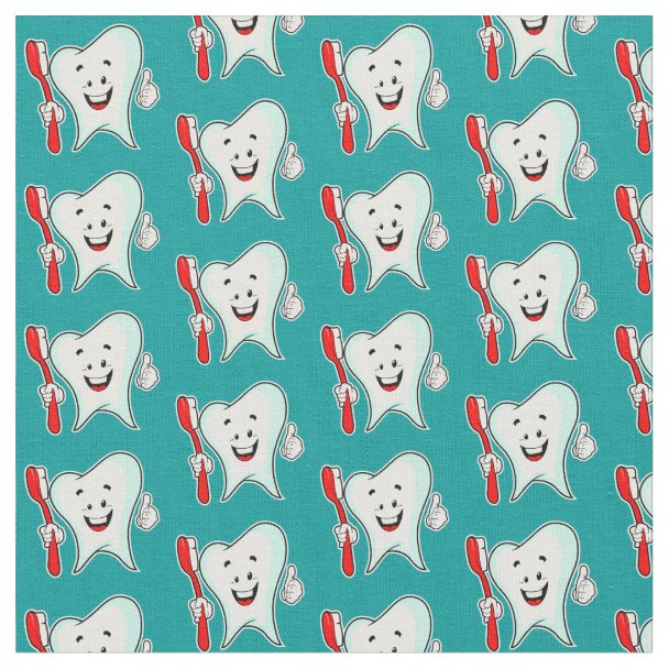 Cute Dental Pattern Fabric | Zazzle