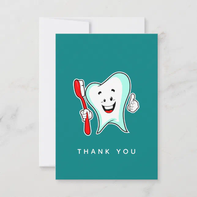Dental Care Happy Tooth with Toothbrush Thank You | Zazzle