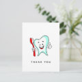 Dental Care Happy Tooth with Toothbrush Thank You Postcard | Zazzle