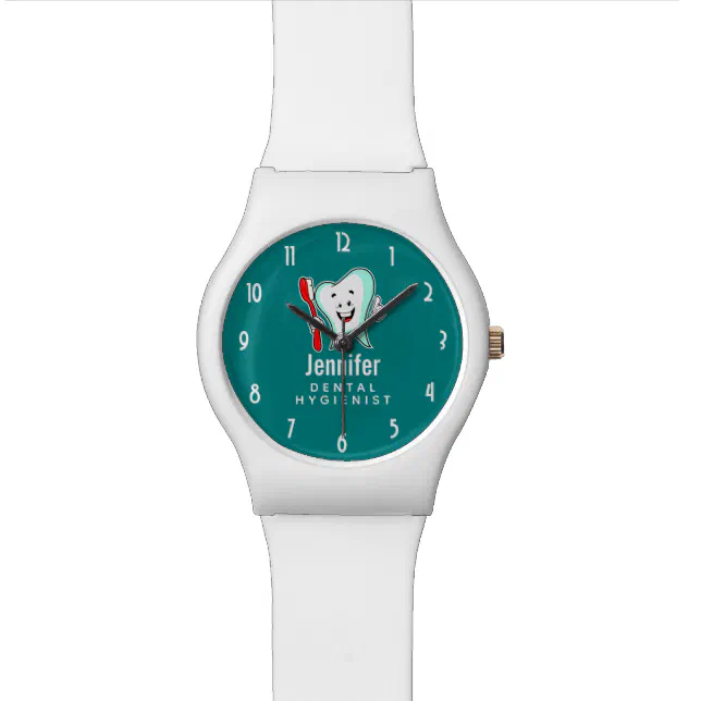Dental Care Happy Tooth with Toothbrush Watch | Zazzle
