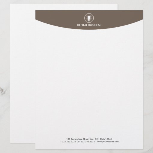 Dental Care Simple Tooth Icon Modern Dentist Letterhead | Zazzle