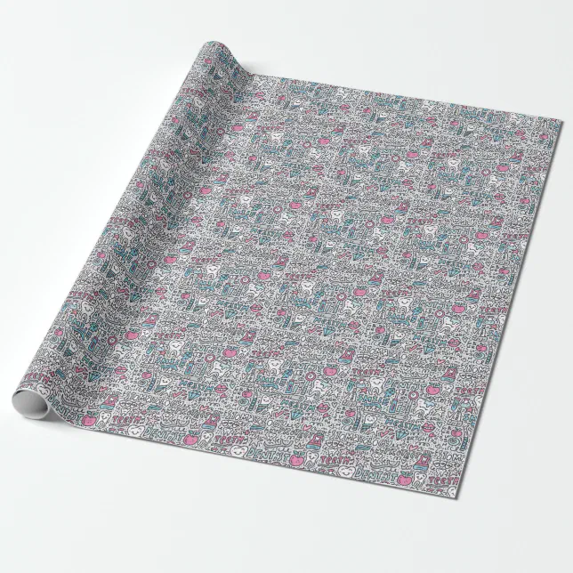 Dental Cartoon Pattern Wrapping Paper | Zazzle
