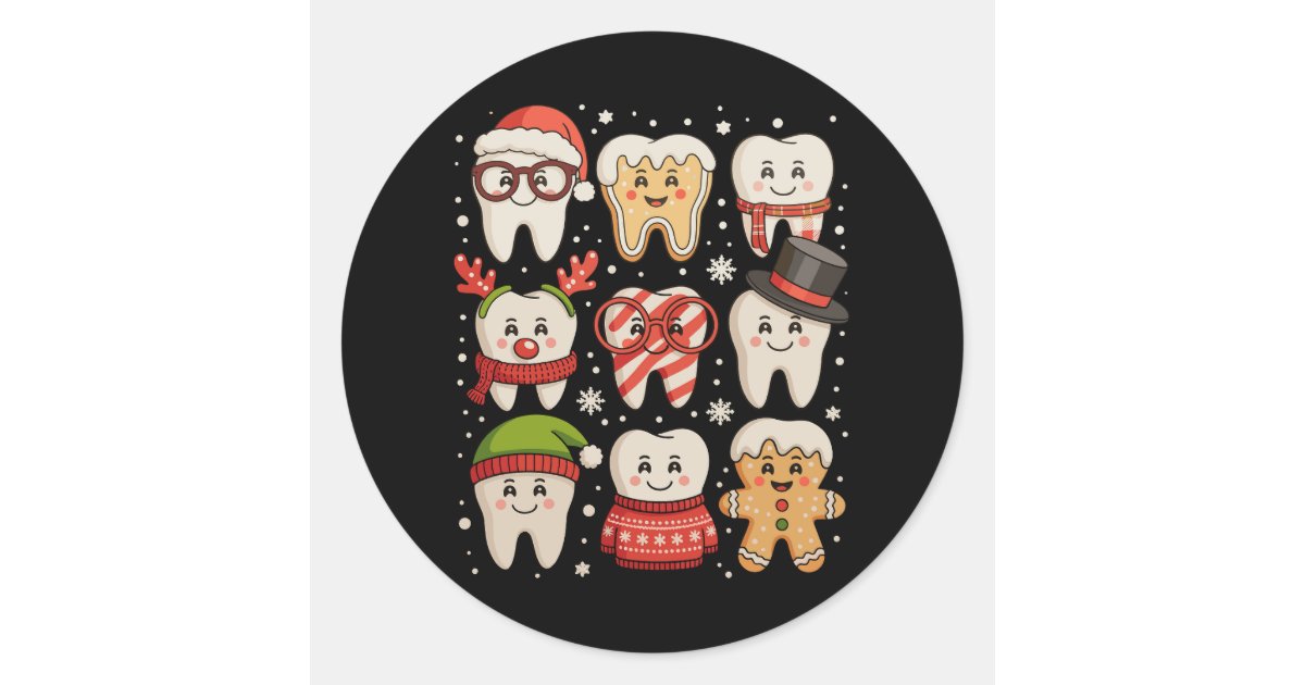 Dental Christmas Cute Teeth Dentist Santa Hat Xmas Classic Round ...