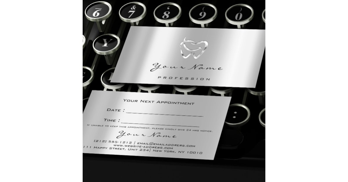 Dental Clinic Dentist Silver Logo Gray Appointment | Zazzle