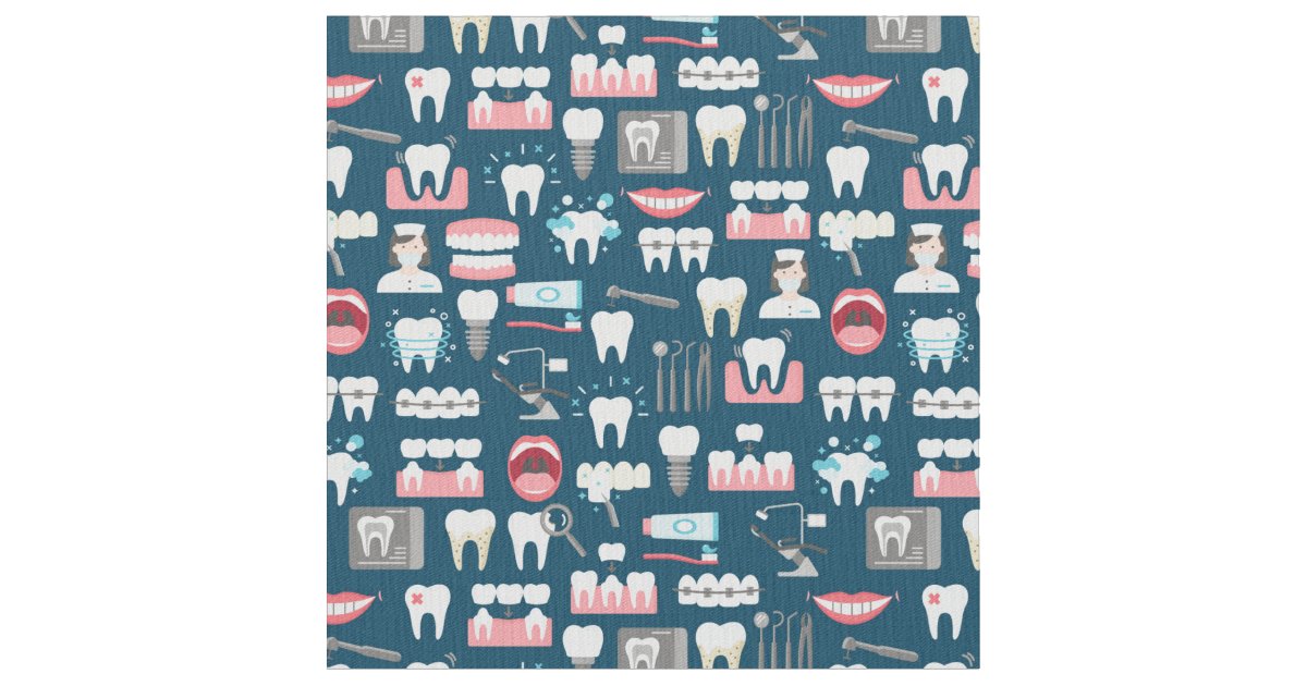 Dental Clinic Office Pattern Fabric | Zazzle