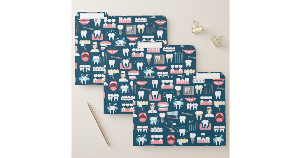 Dental Clinic Office Pattern File Folder | Zazzle