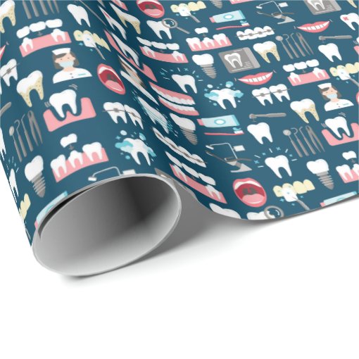 Dental Clinic Office Pattern Wrapping Paper | Zazzle