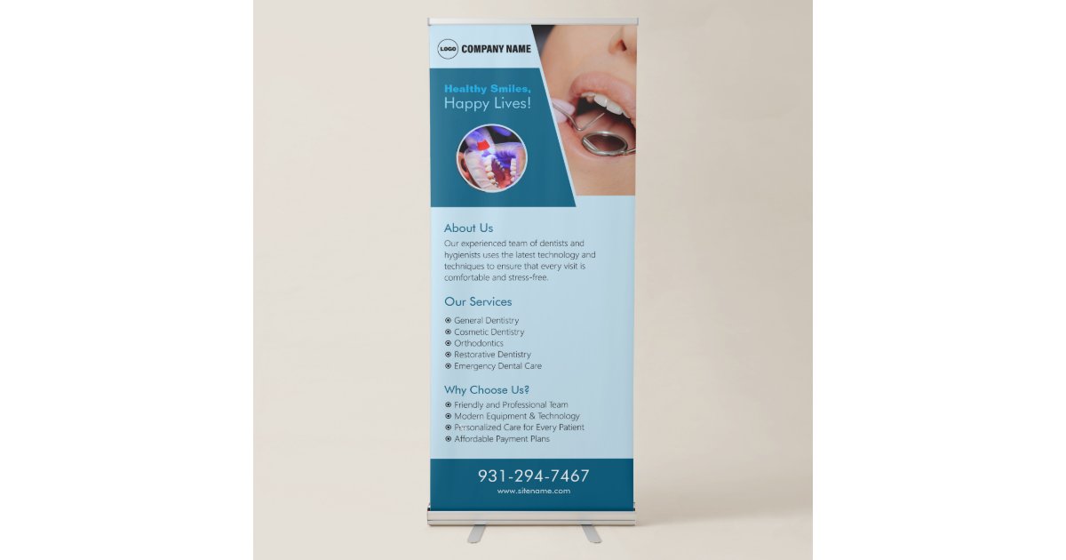 Dental Clinic Vertical Retractable Banner | Zazzle