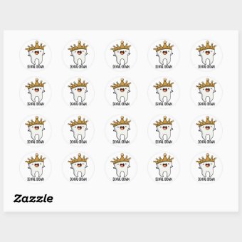 Dental Crown Funny Tooth Pun Classic Round Sticker | Zazzle
