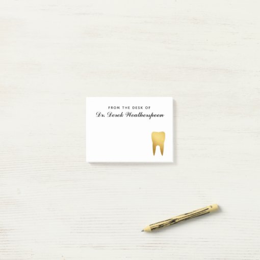 Dental Faux Gold Foil Tooth Personalized Post-it Notes | Zazzle