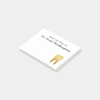 Dental Faux Gold Foil Tooth Personalized Post-it Notes | Zazzle