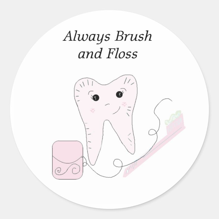 Dental Floss and Tooth Design Classic Round Sticker | Zazzle.com