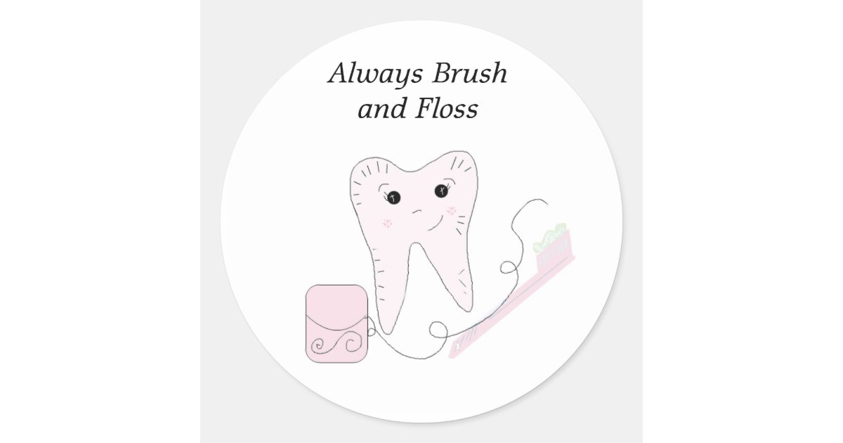 Dental Floss and Tooth Design Classic Round Sticker | Zazzle