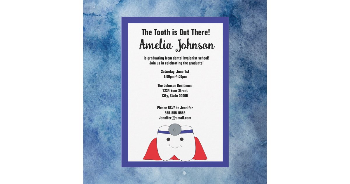 Dental Hygienist Graduation Tooth Personalize Invitation | Zazzle