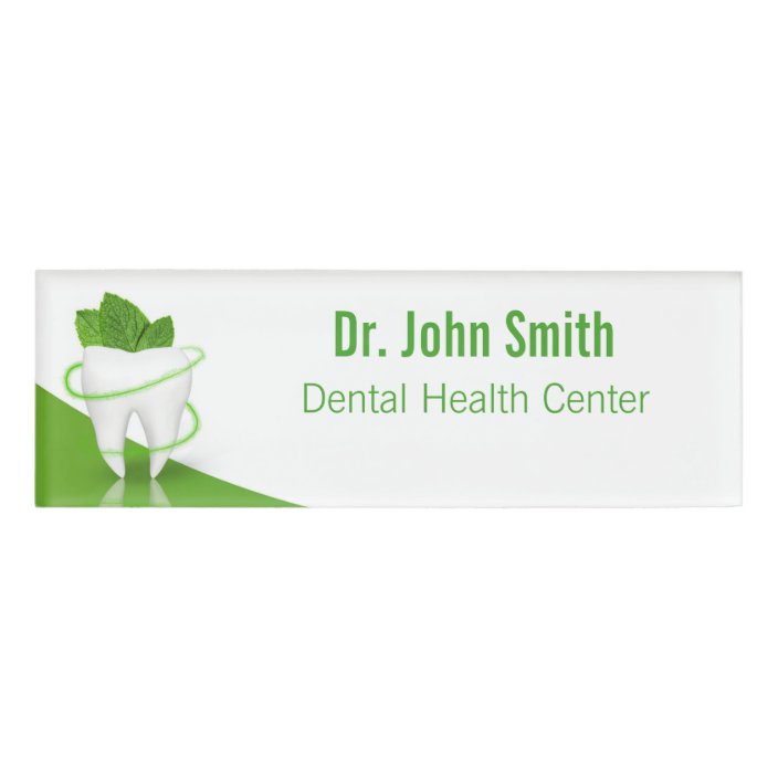 Dental Medical Mint Leaf Tooth - Name Tag | Zazzle.com